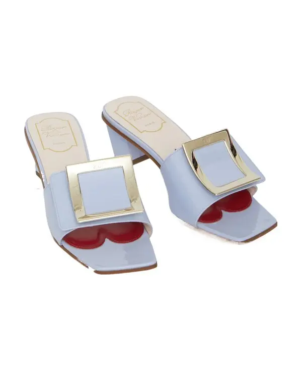 ROGER VIVIER Love Buckle Mules In Patent Leather