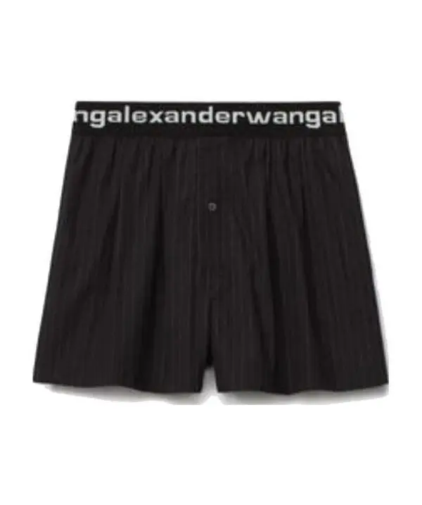 Alexander Wang Logo Waistband Pinstriped Shorts - Black