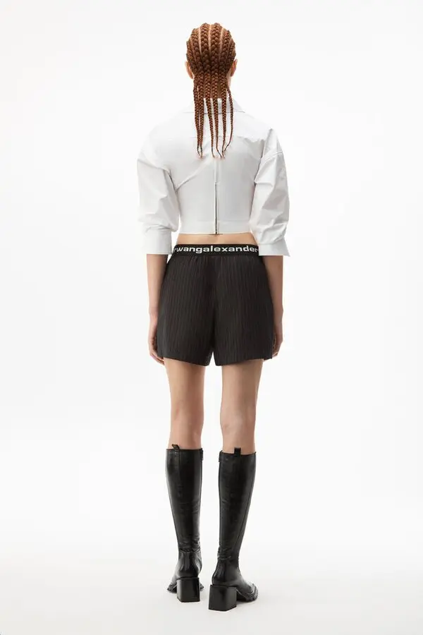 Alexander Wang Logo Waistband Pinstriped Shorts