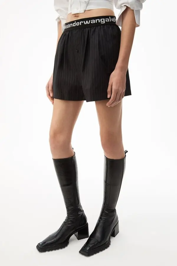 Alexander Wang Logo Waistband Pinstriped Shorts