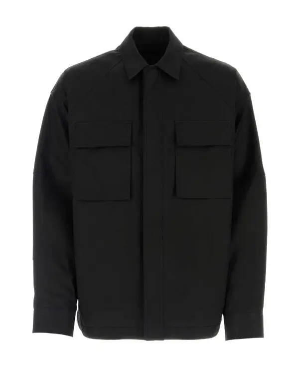 JUUN.J Classic Collar Concealed Fastening Shirt Jacket - Black