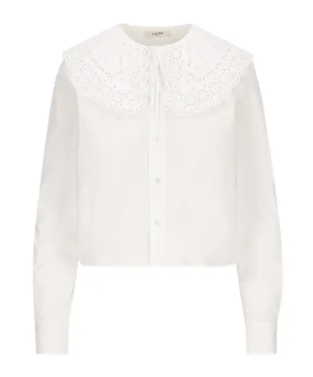Celine Cropped Romy Shirt In Cotton Poplin With Lace Details