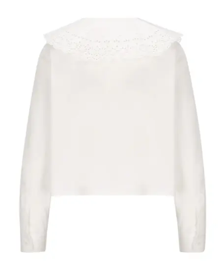Celine Cropped Romy Shirt In Cotton Poplin With Lace Details