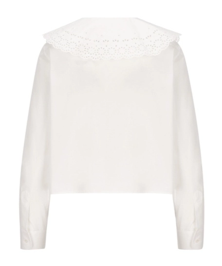 Celine Cropped Romy Shirt In Cotton Poplin With Lace Details