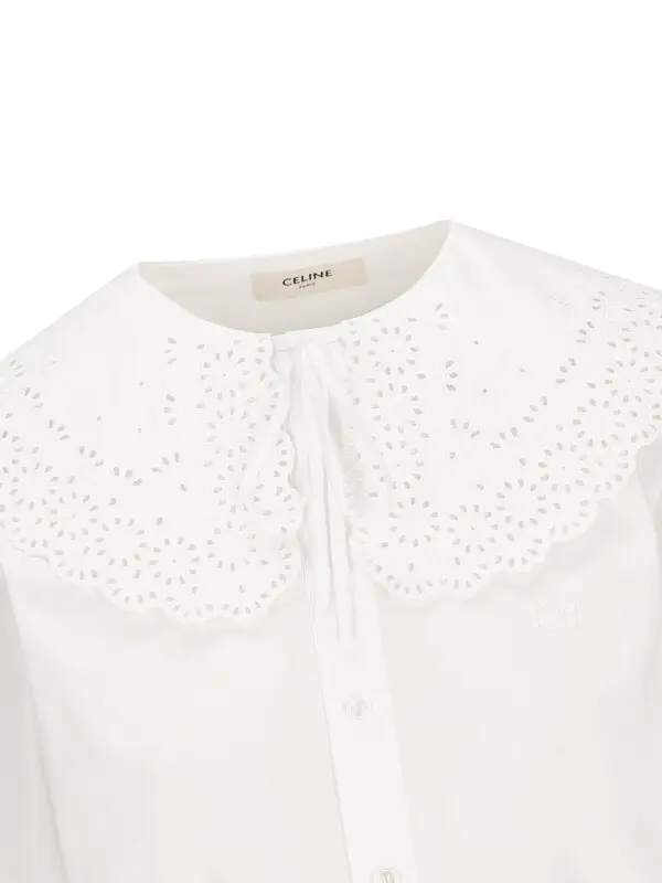 Celine Cropped Romy Shirt In Cotton Poplin With Lace Details