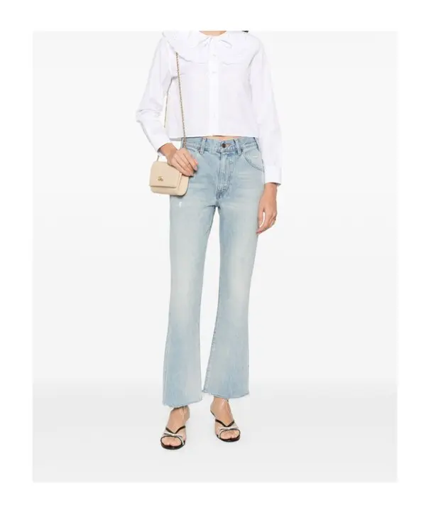 Celine Cropped Romy Shirt In Cotton Poplin With Lace Details