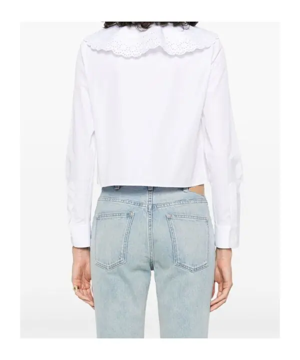 Celine Cropped Romy Shirt In Cotton Poplin With Lace Details