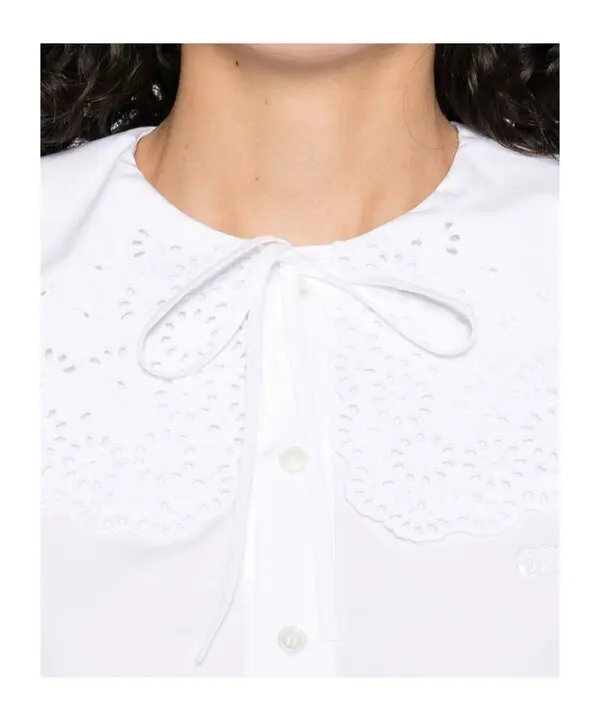 Celine Cropped Romy Shirt In Cotton Poplin With Lace Details