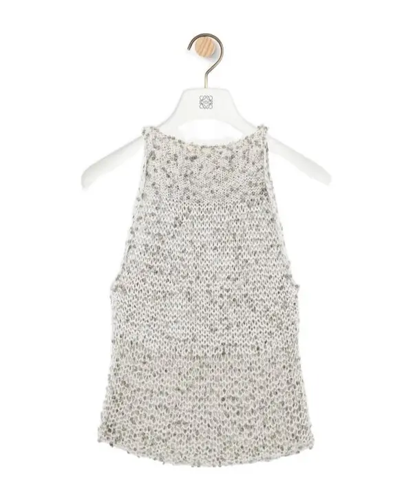 Loewe Off-the-shoulder Top With Hand-woven Anagram Sequins - White
