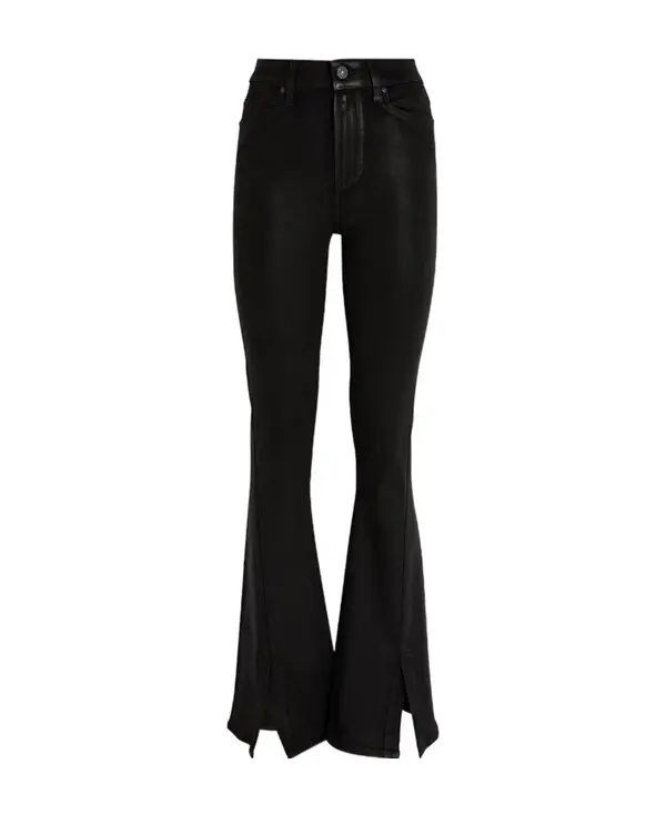Paige Lou Lou Horn Denim Flare Pants With Split Hem