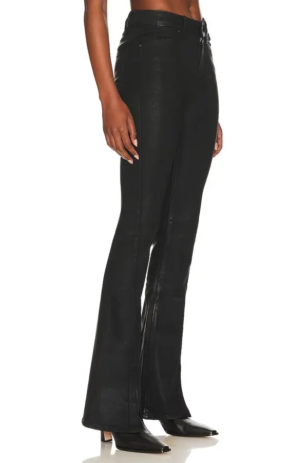 Paige Lou Lou Horn Denim Flare Pants With Split Hem