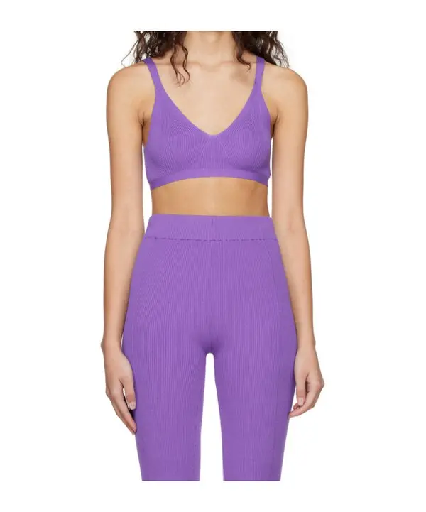 REMAIN BIRGER Ribbed Knitted French Bra - Purple