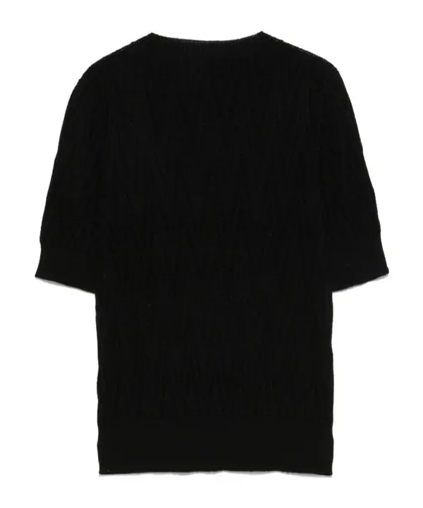 D.exterior Chevron-knit Short-sleeve Sweater
