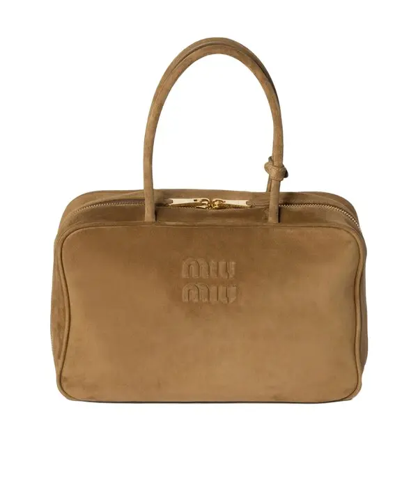 Miu Miu Suede Top Handle Bag - Brown