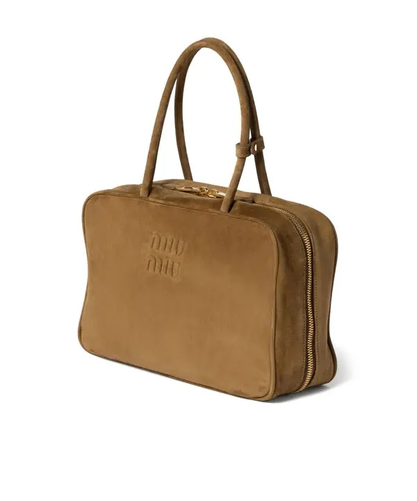 Miu Miu Suede Top Handle Bag - Brown