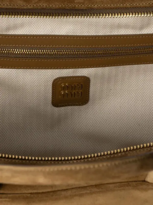 Miu Miu Suede Top Handle Bag - Brown