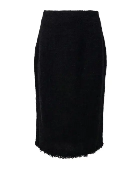 JIL SANDER Frayed Hem Midi Skirt - Black