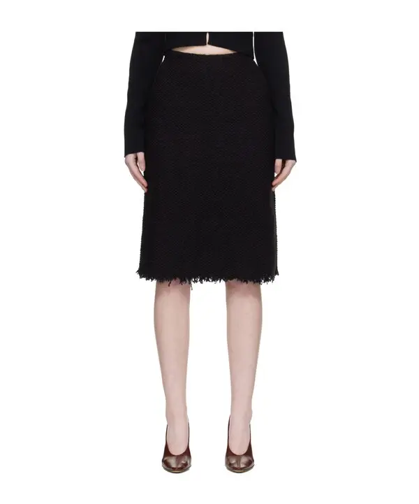 JIL SANDER Frayed Hem Midi Skirt