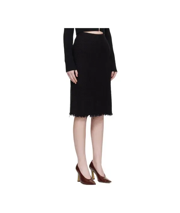 JIL SANDER Frayed Hem Midi Skirt