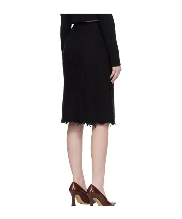 JIL SANDER Frayed Hem Midi Skirt