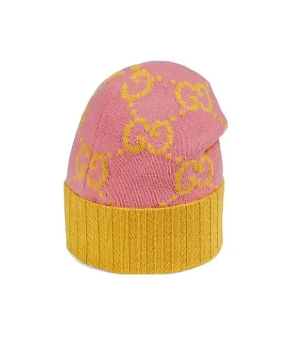 Gucci Gg Logo Intarsia Knit Beanie - Pink