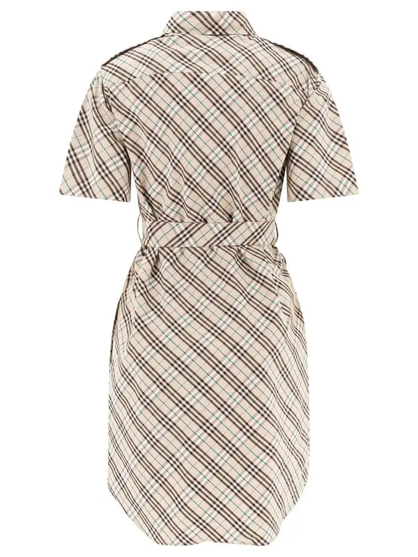 Burberry Checked Belted Shirt Mini Dress