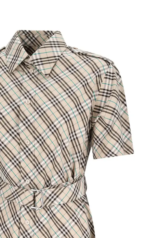 Burberry Checked Belted Shirt Mini Dress