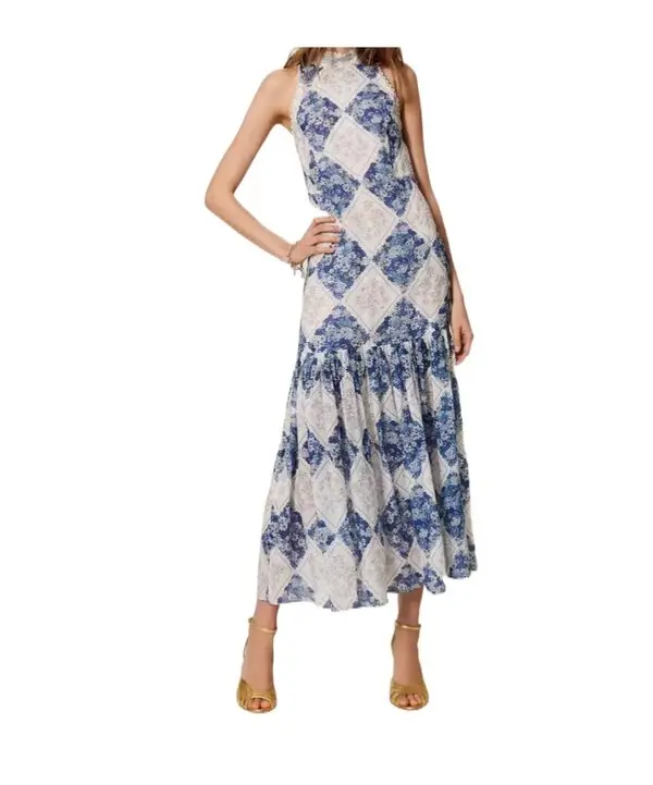TWINSET Floral Print Long Ramie Dress