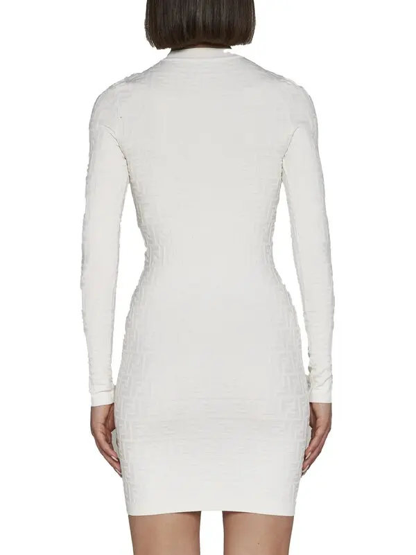 Fendi All-over Ff Embossed Crewneck Mini Dress