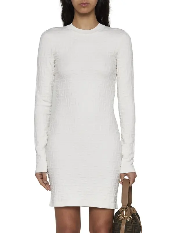 Fendi All-over Ff Embossed Crewneck Mini Dress