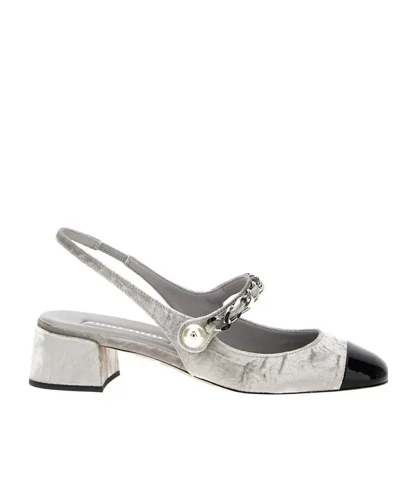 Miu Miu Two-tone Velvet Slingback Pumps - Silver