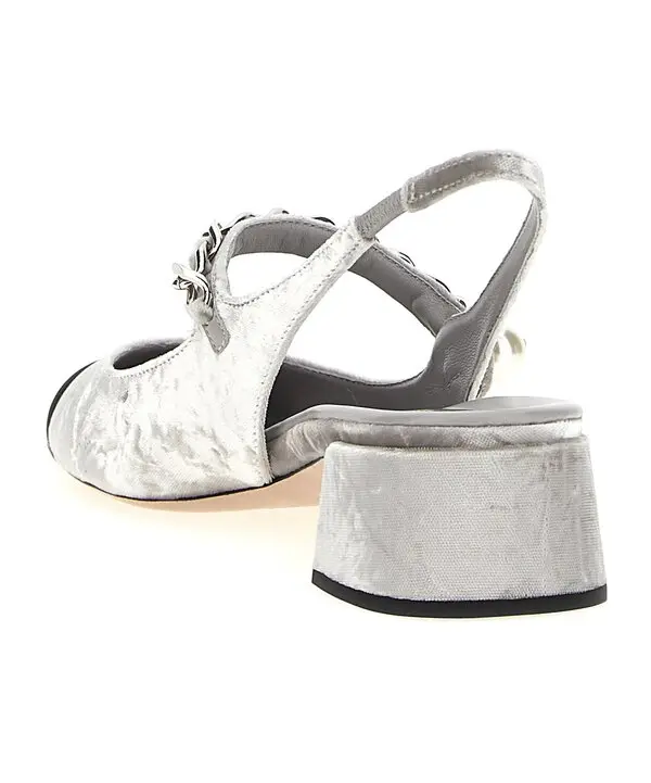 Miu Miu Two-tone Velvet Slingback Pumps - Silver