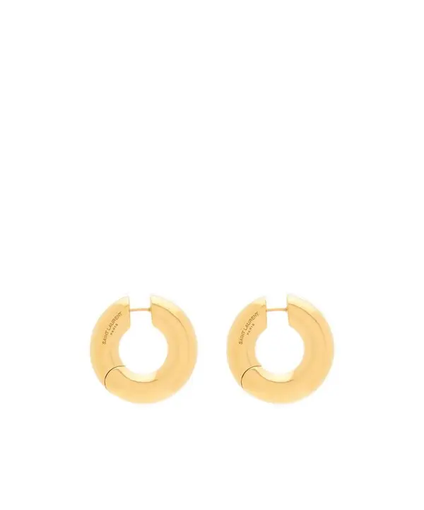 Saint Laurent Tube Hoop Earrings In Metal - Golden