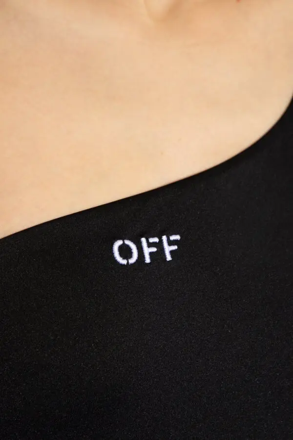 Off-White Logo Embroidered High-cut One-shoulder Swimsuit