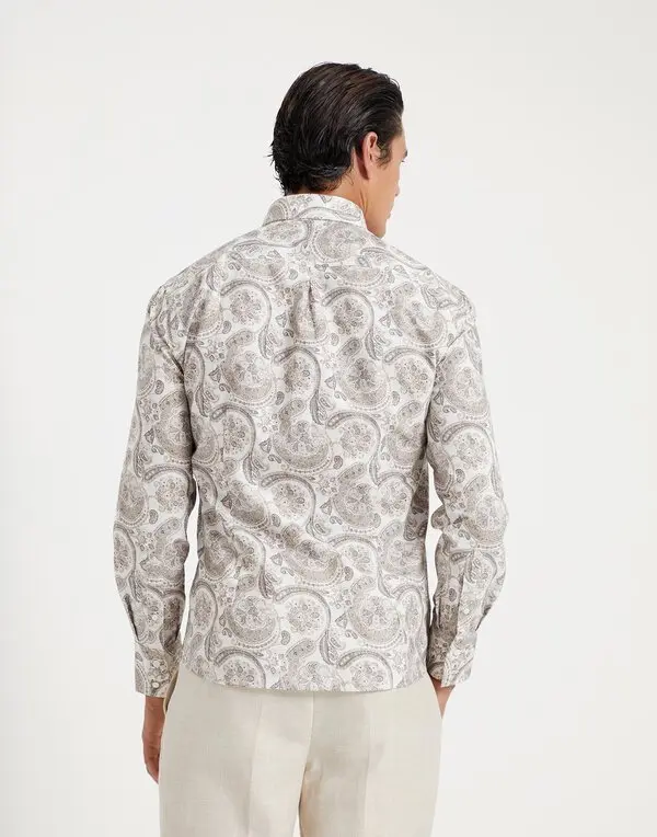 Brunello Cucinelli Paisley Printed Long Sleeved Shirt - Brown
