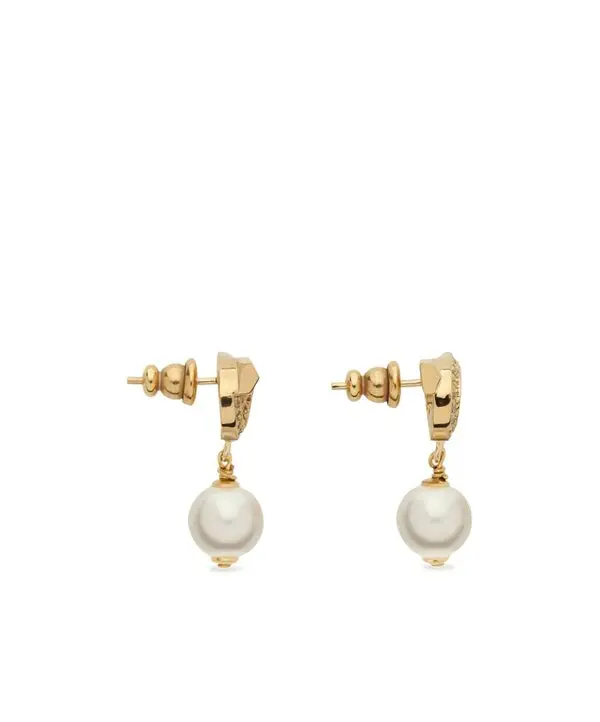 FERRAGAMO Gancini Pearl Drop Earrings - Golden