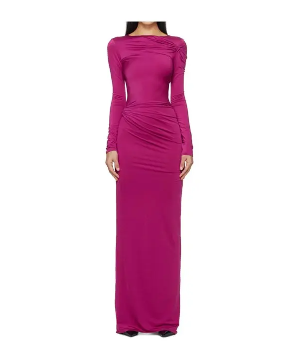 16Arlington Stretch Jersey Maxi Dress With Gathered Waist
