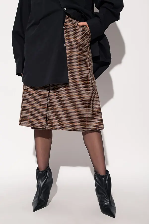 Balenciaga Houndstooth Box Pleat Skirt