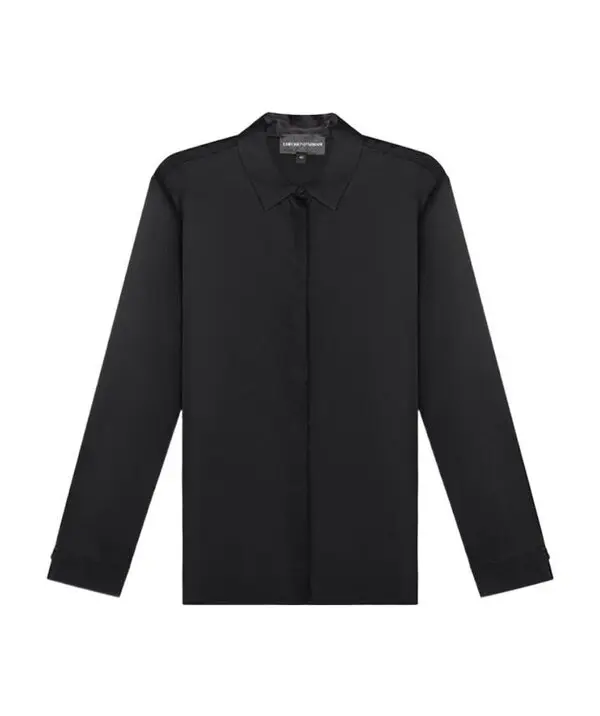 Emporio Armani Long-sleeved Satin Shirt - Black
