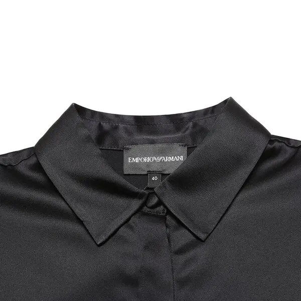 Emporio Armani Long-sleeved Satin Shirt - Black