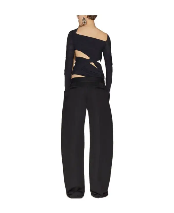 Attico Knitted Asymmetric Draped Long Sleeve Top With Skirt Detail