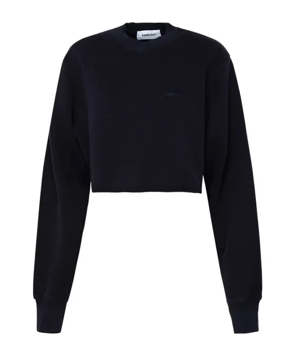 AMBUSH Logo Embroidered Crewneck Cropped Sweatshirt