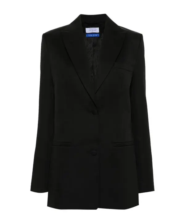 Off-White Single-breasted Virgin Wool Blazer With Embroidered Cuffs