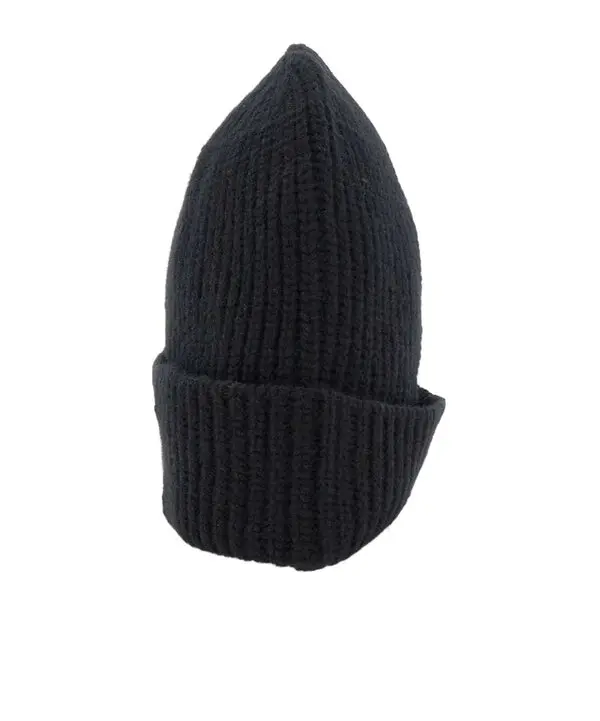 Stone Island Compass Patch Ribbed Beanie - Black