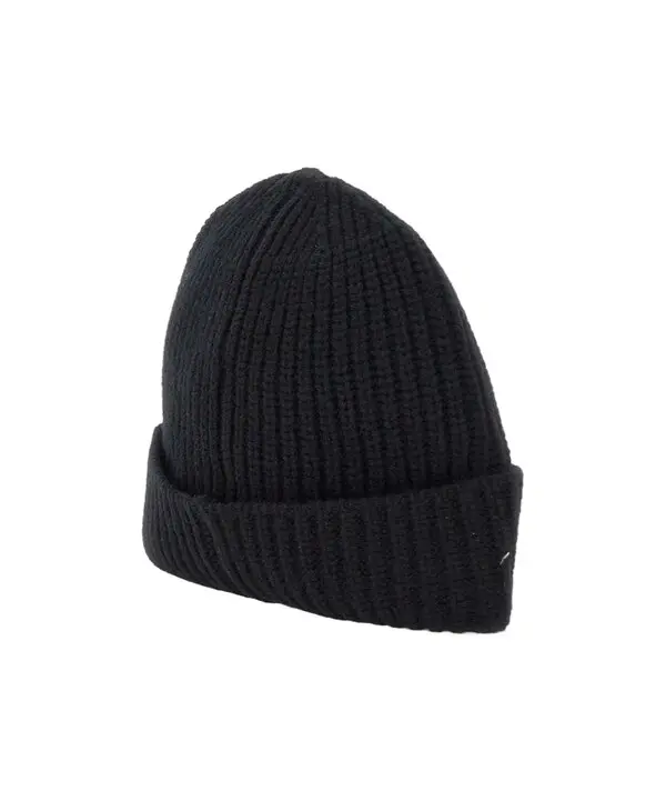 Stone Island Compass Patch Ribbed Beanie - Black