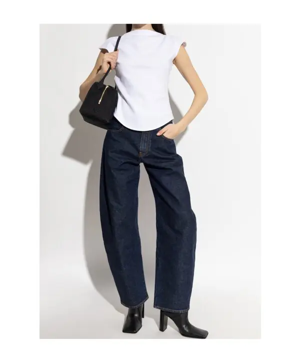 Alaïa Low Round Denim Pants - Black