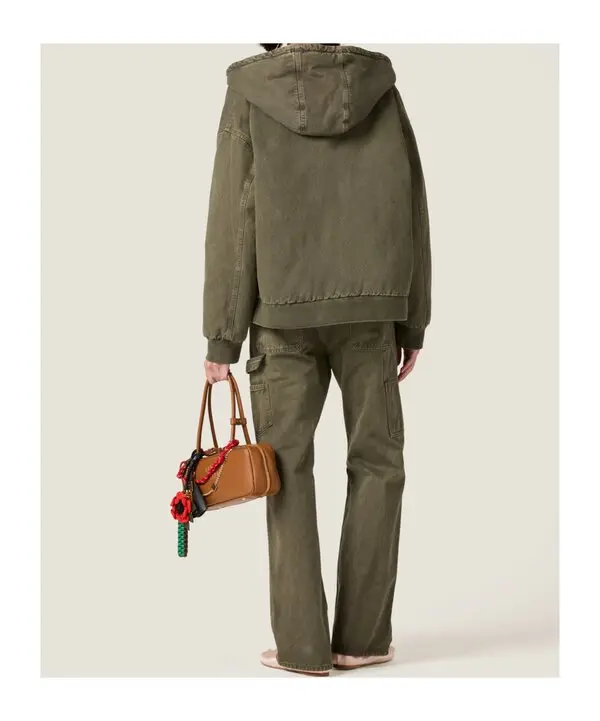 Miu Miu Logo Detailed Zip-up Hoodie