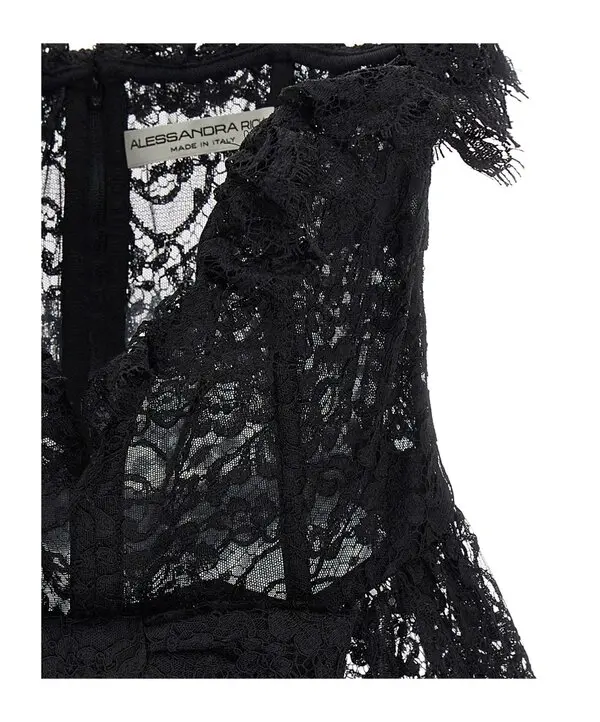 Alessandra Rich Strapless Lace Vest With Bow Detail
