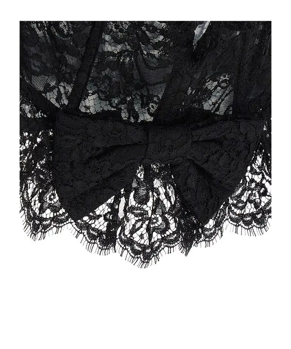 Alessandra Rich Strapless Lace Vest With Bow Detail