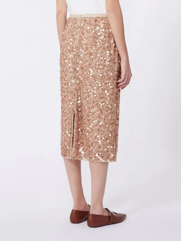 Max Mara Sequined Midi Skirt With Ribbon Waistband
